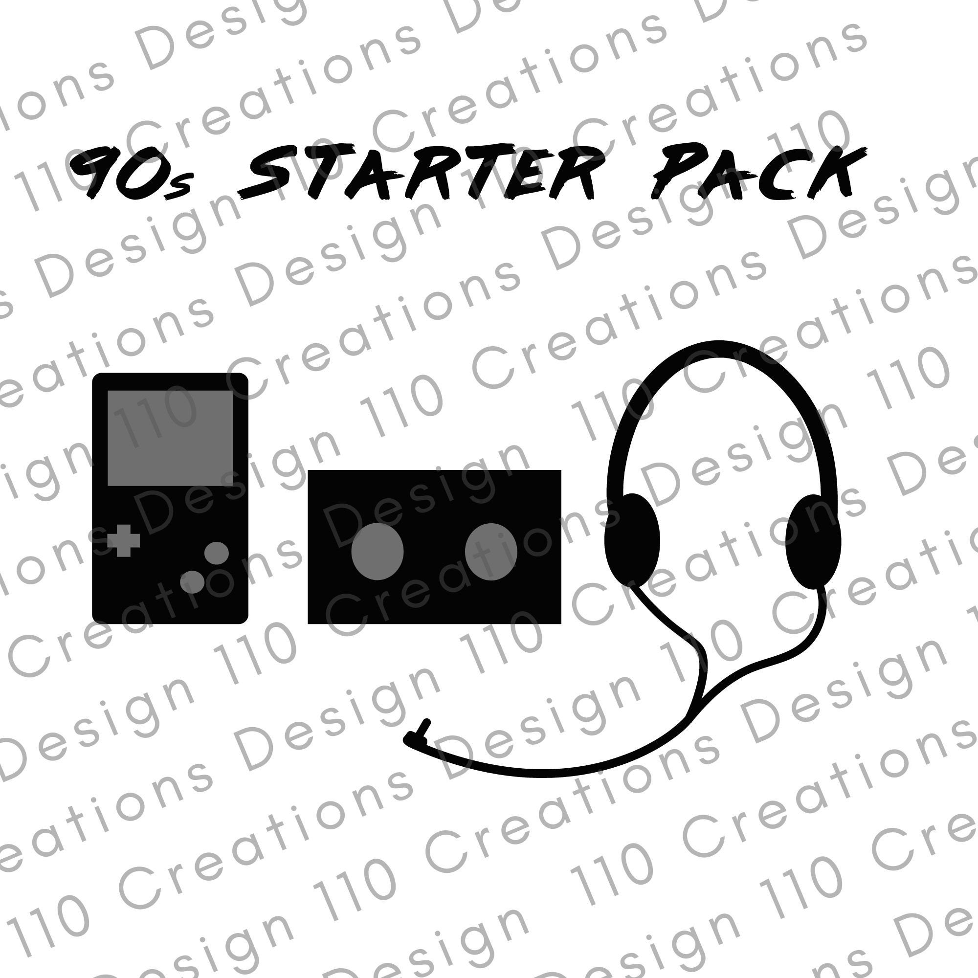 90s Starter Pack SVG PNG DXF Cassette Tape Handheld Game 90s Nostalgia ...