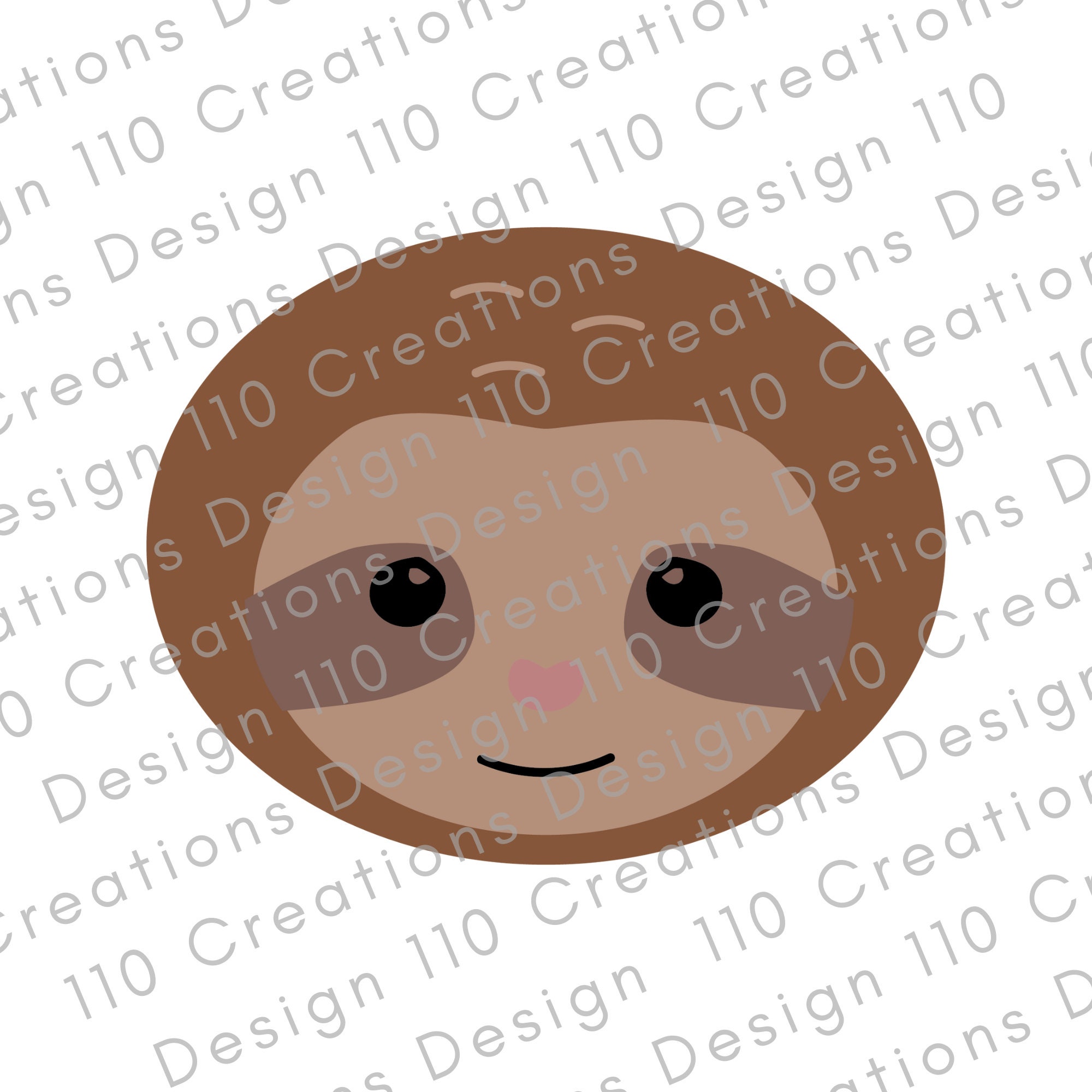 Sloth SVG PNG DXF - Sloth Face Cut File - Sloth Digital Art - Cute ...