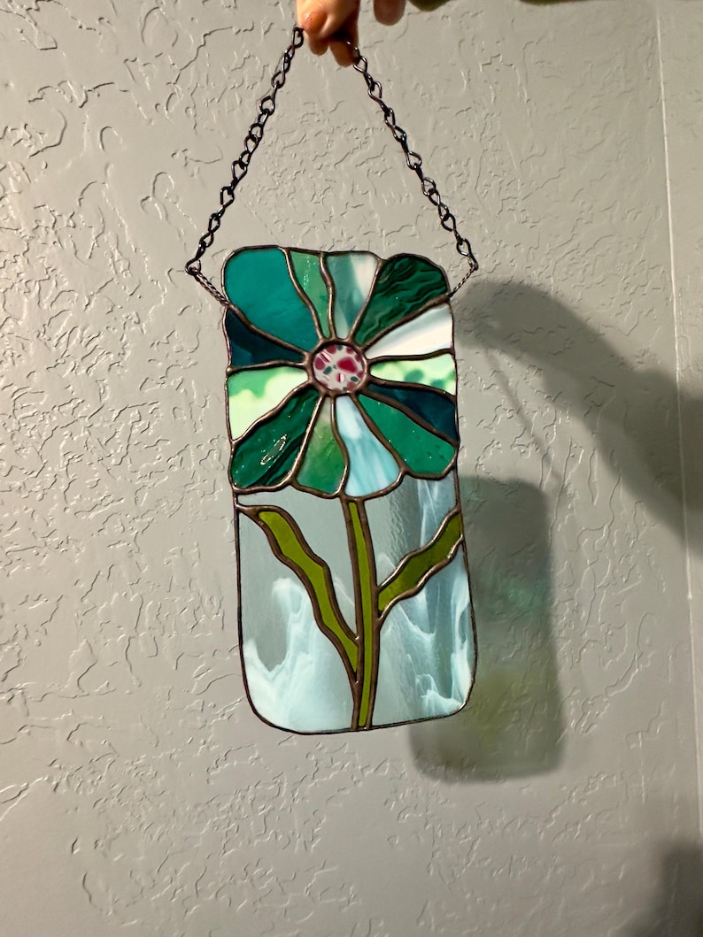 Flower Stained Glass Window Panel - Etsy