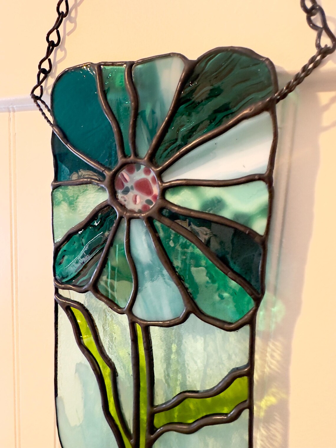 Flower Stained Glass Window Panel - Etsy