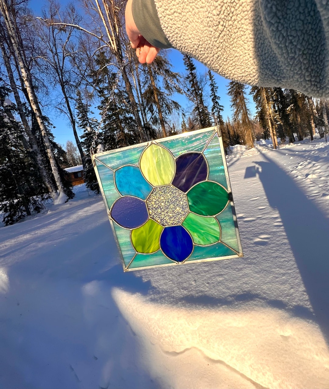 Square Stained Glass Flower Panel Window Hanging Home Decor - Etsy