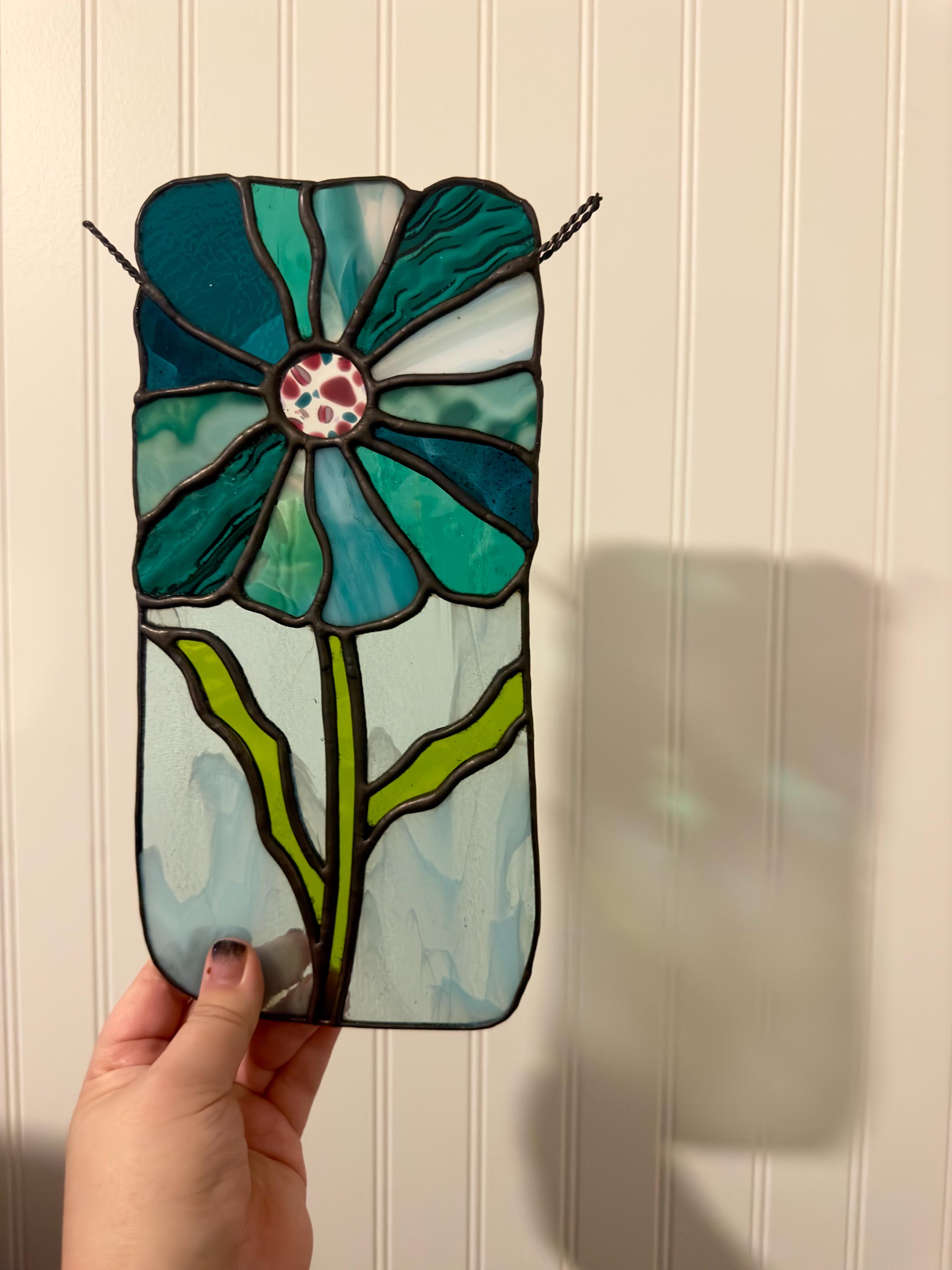 Flower Stained Glass Window Panel - Etsy