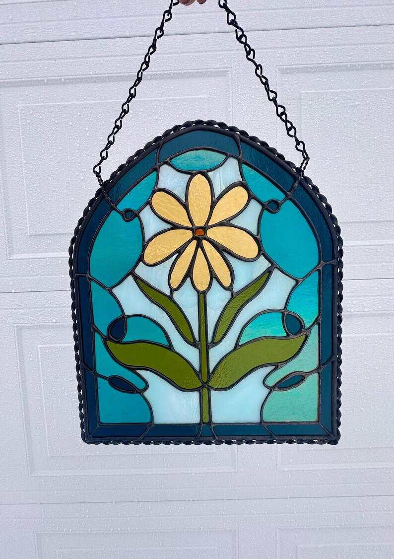 Doodle Daisy Stained Glass Window Panel - Etsy