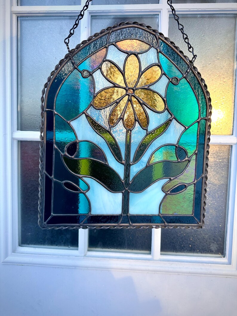 Doodle Daisy Stained Glass Window Panel - Etsy