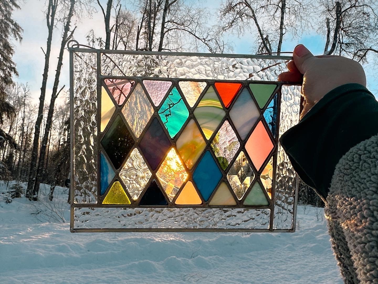 Traditional Stained Glass Diamond Pattern Suncatcher Window - Etsy