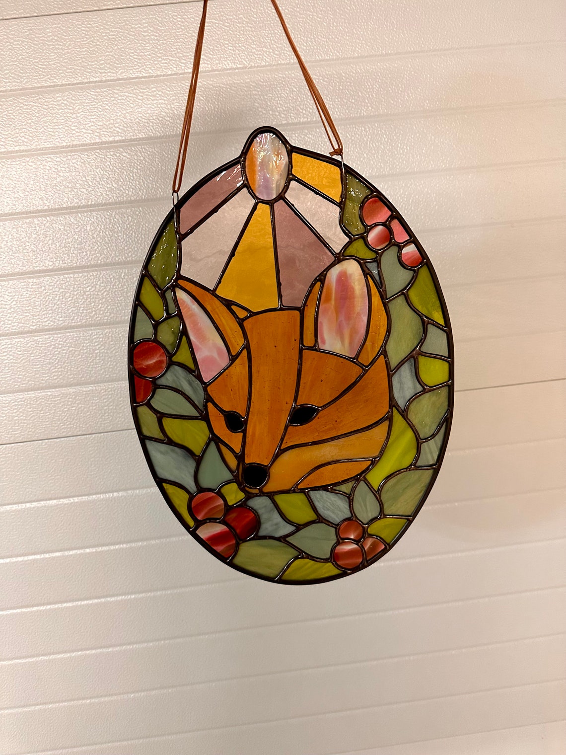 Framed Fox Stained Glass Window Panel - Etsy