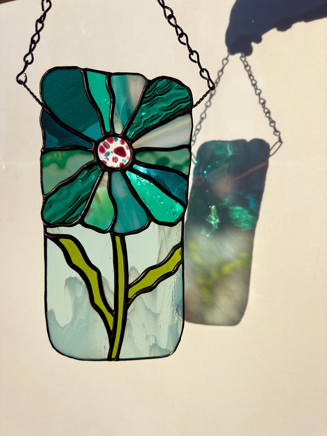 Flower Stained Glass Window Panel - Etsy