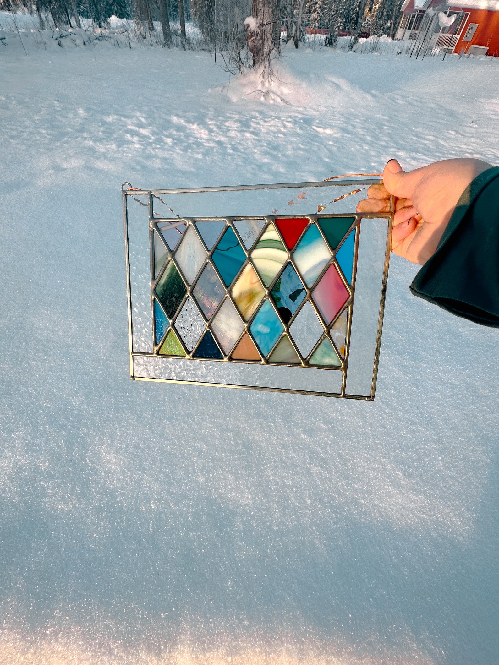 Traditional Stained Glass Diamond Pattern Suncatcher Window - Etsy