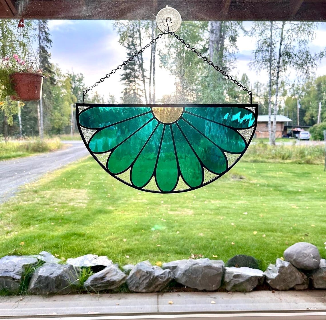 Half Daisy Stained Glass Window Panel - Etsy