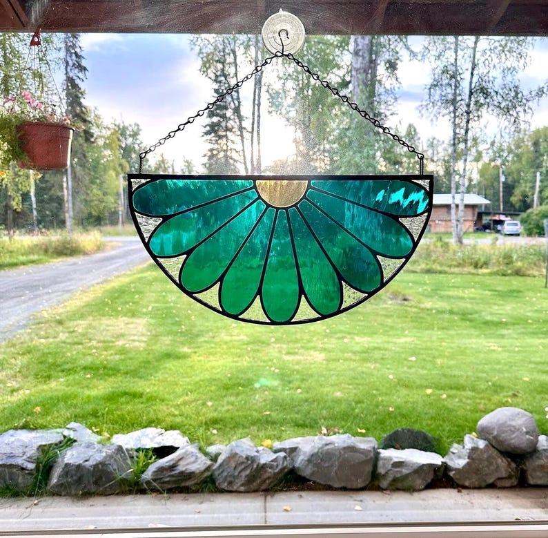 Half Daisy Stained Glass Window Panel - Etsy