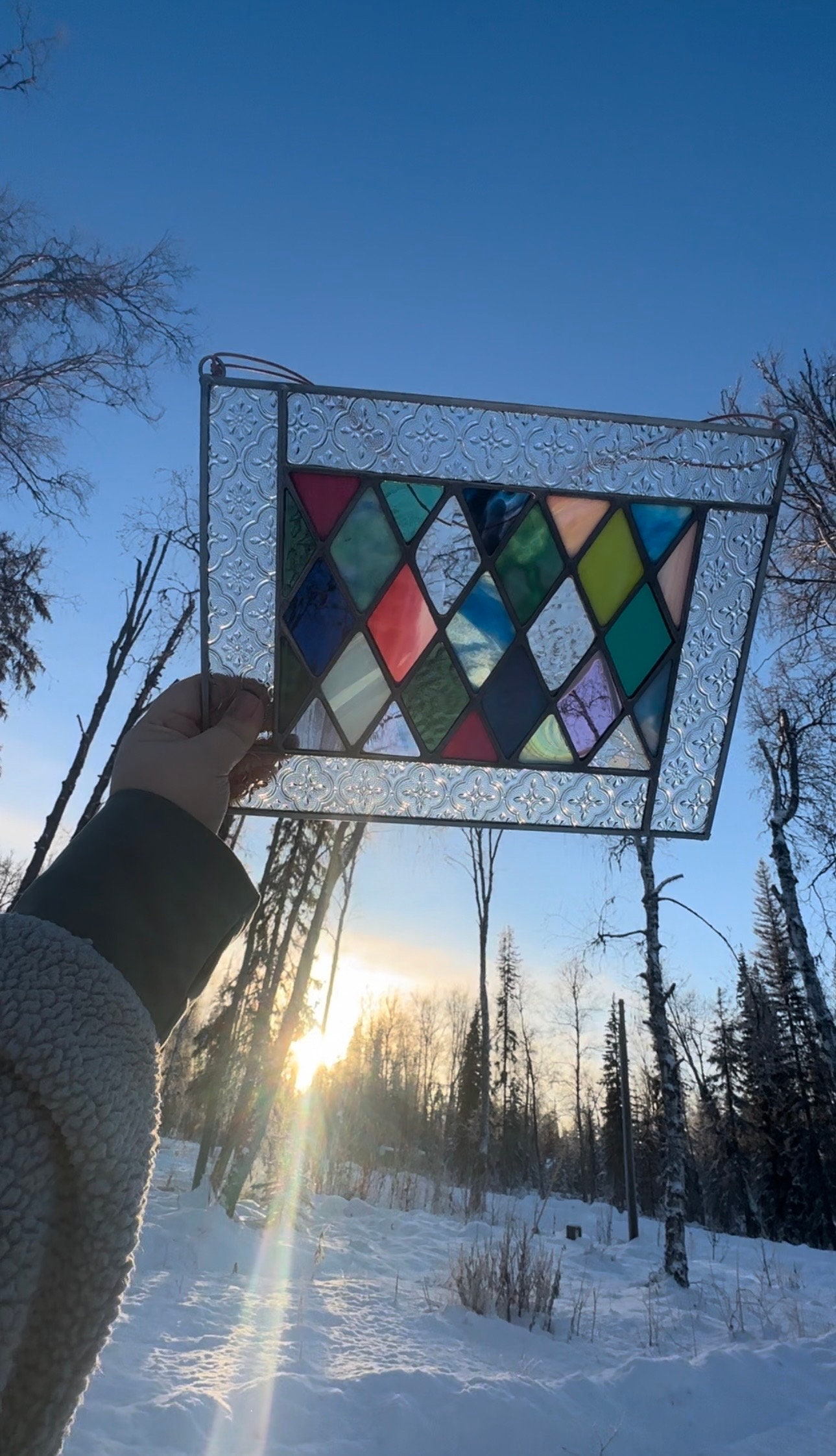 Traditional Stained Glass Diamond Pattern Suncatcher Window Hanging ...