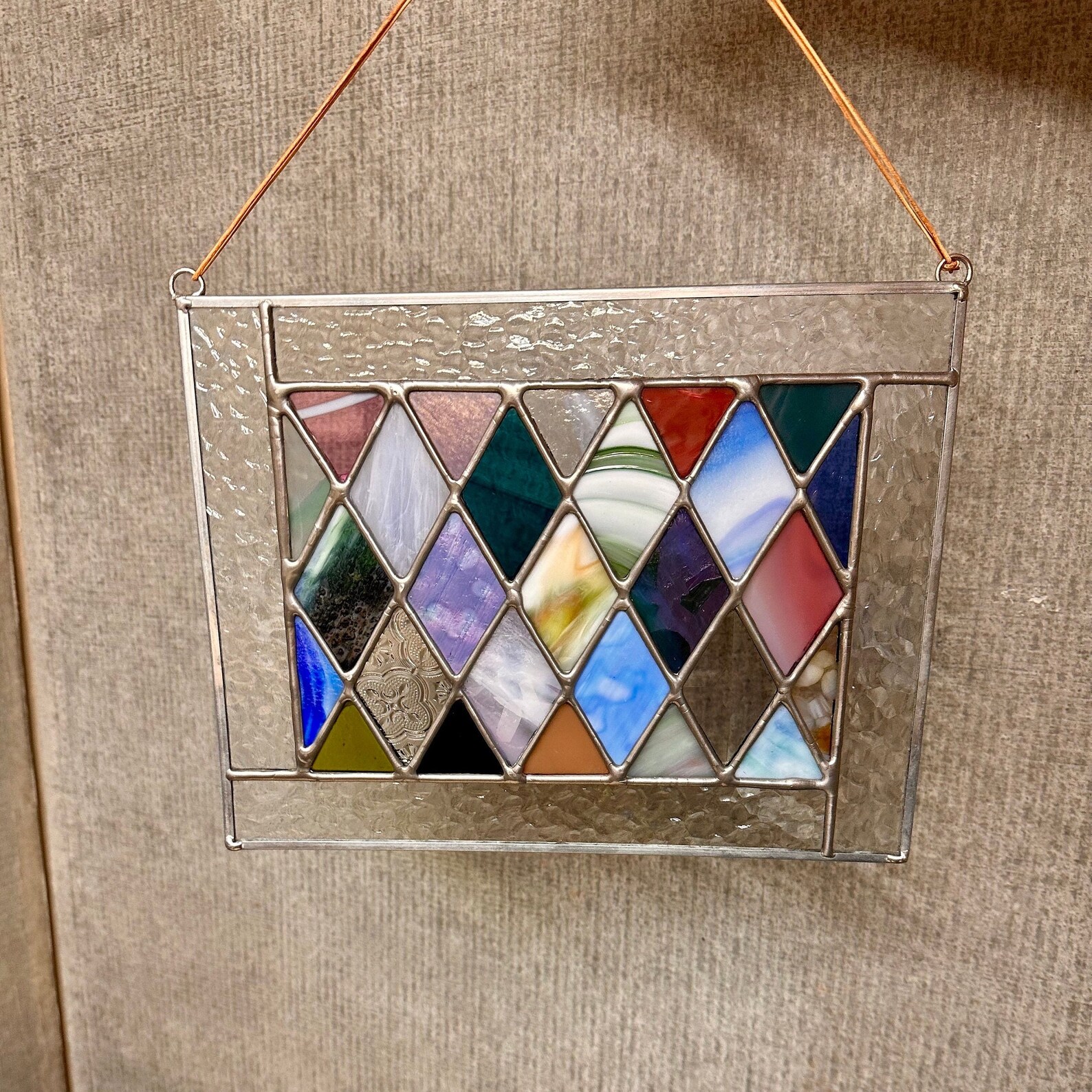Traditional Stained Glass Diamond Pattern Suncatcher Window - Etsy