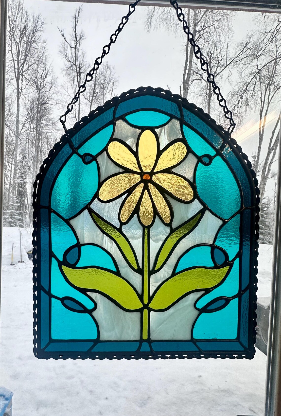 Doodle Daisy Stained Glass Window Panel - Etsy