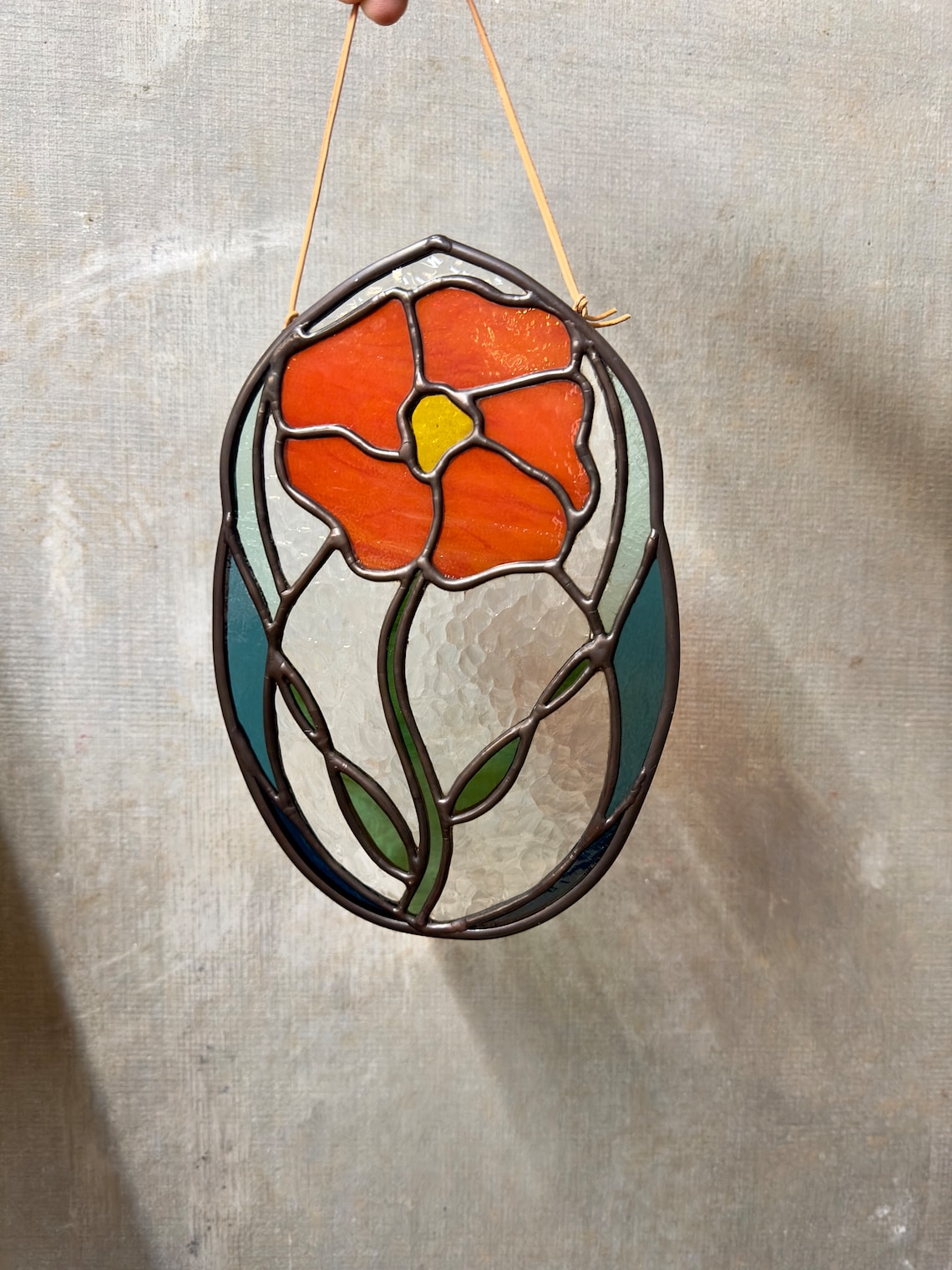 Poppy Flower Stained Glass Window Panel - Etsy