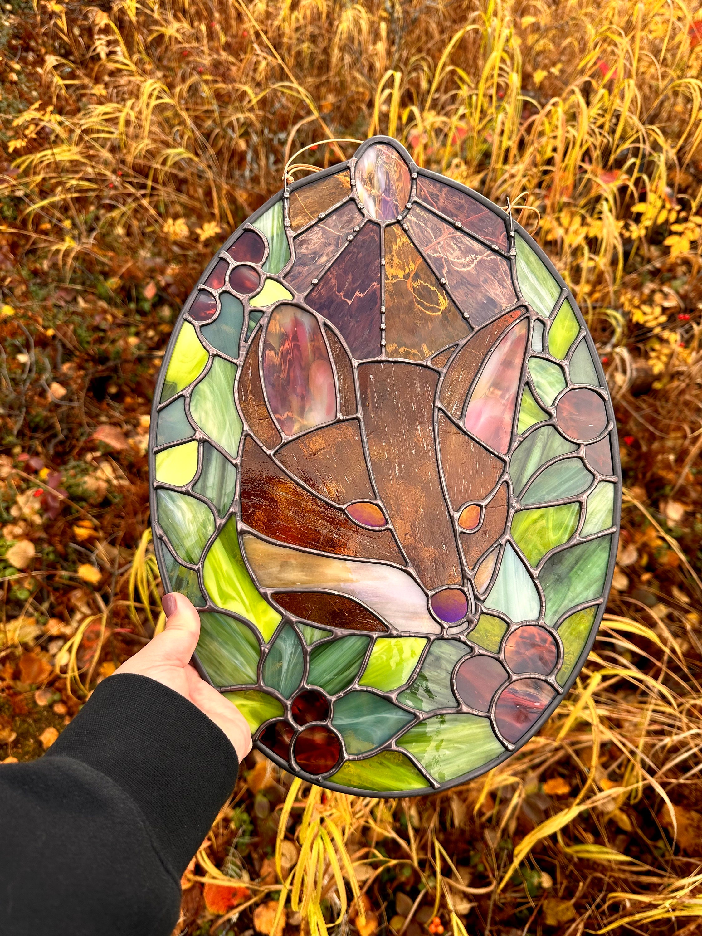 Framed Fox Stained Glass Window Panel - Etsy