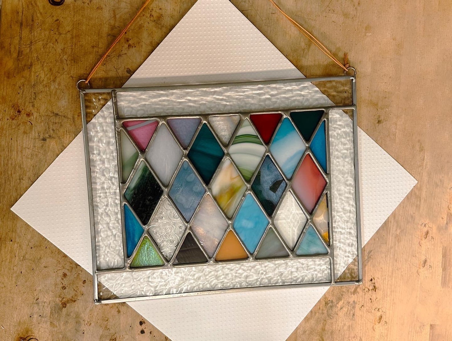 Traditional Stained Glass Diamond Pattern Suncatcher Window - Etsy
