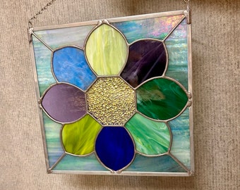 Flower Stained Glass Window Panel - Etsy
