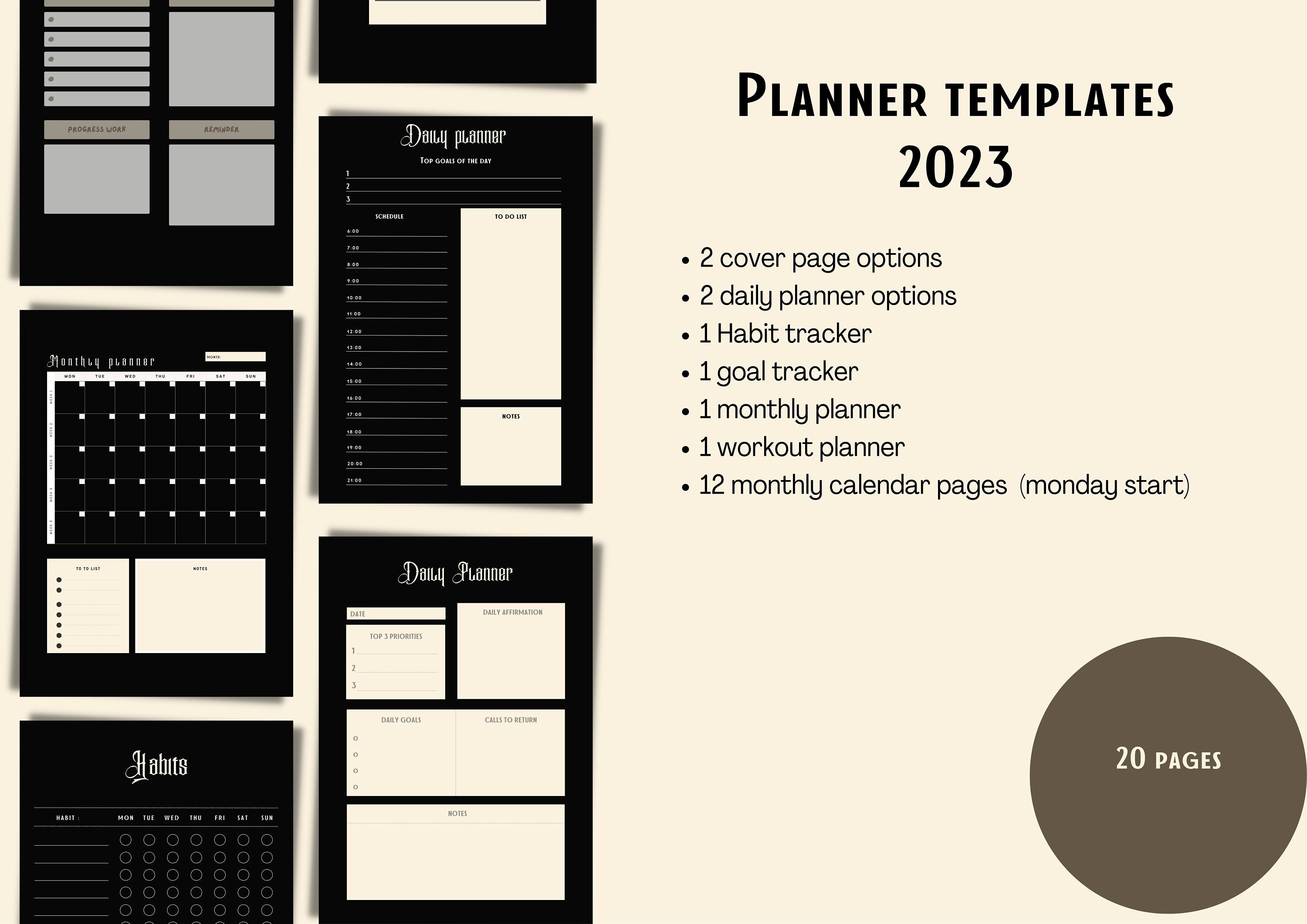 2023 Planner Template, 2023 Calendar, Canva Template, Daily, Weekly ...