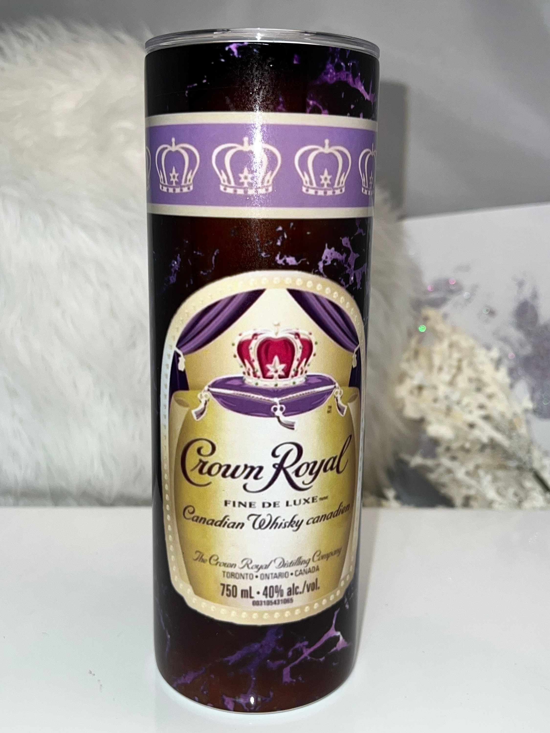 Crown Royal Fine De Luxe Purple Marble Stainless Steel Tumbler Handmade