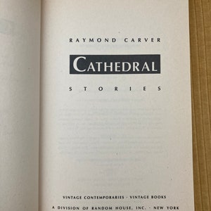 Cathedral by Raymond Carver Vintage Contemporaries Edition, 1989 - Etsy
