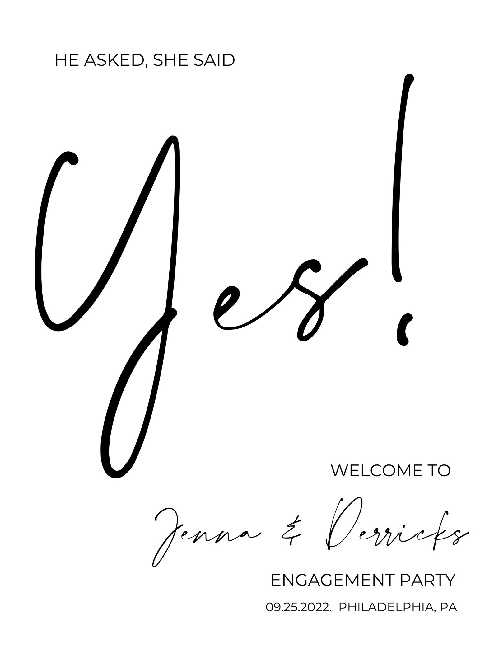 She Said YES Sign Engagement Party Sign Engagement Template Custom ...
