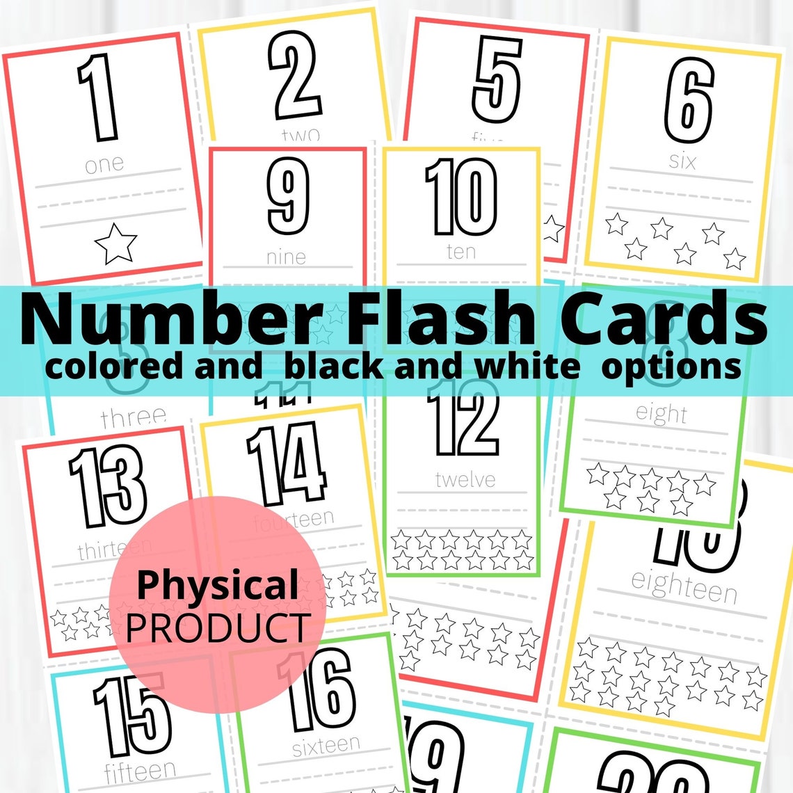 Number 1-20 Flash Cards. Printable Jumbo Counting Cards, Playdough ...