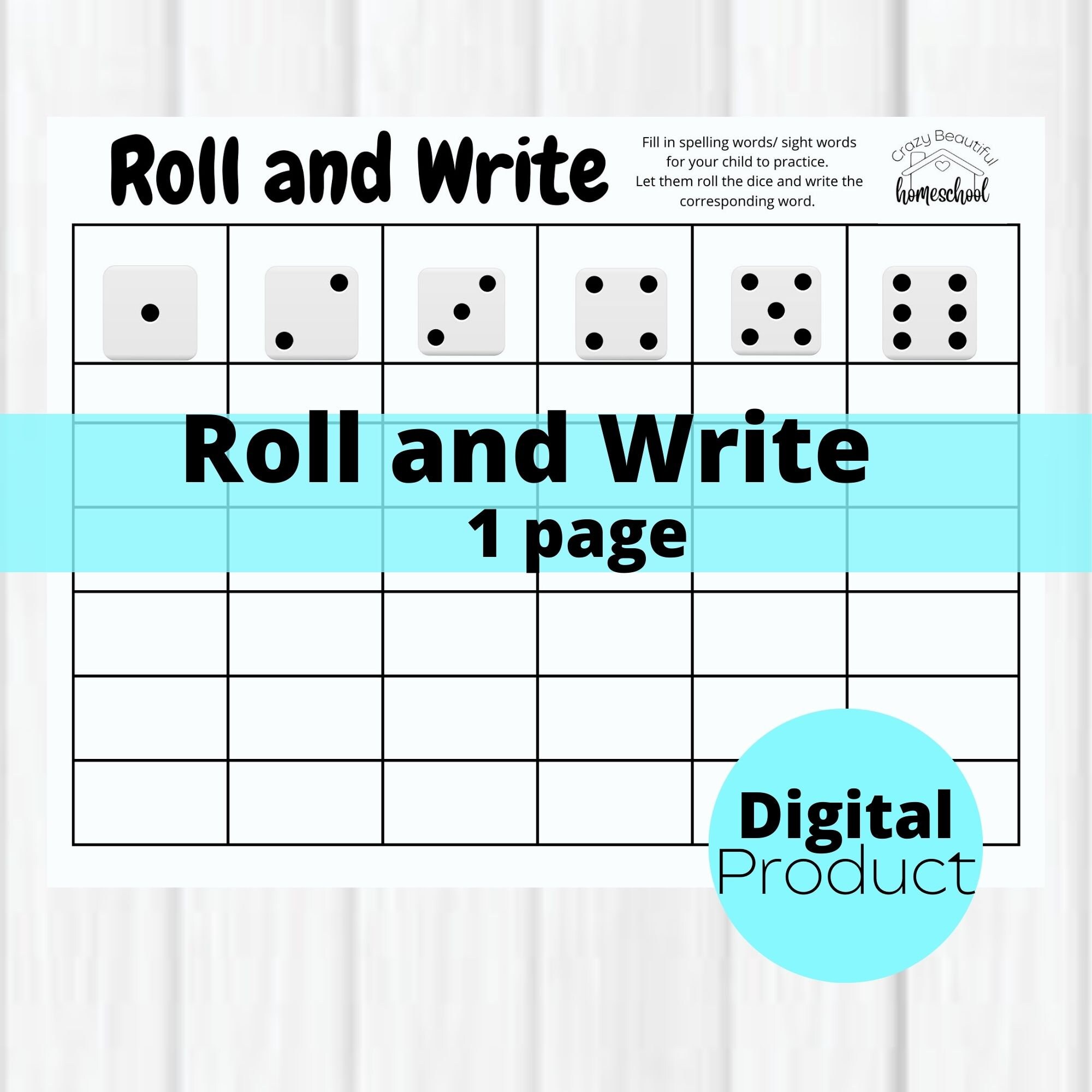 Roll And Write Sight Words
