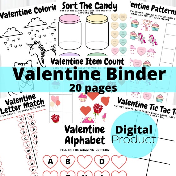 20 Page Valentine Printable Busy Book Preschool Learning | Etsy