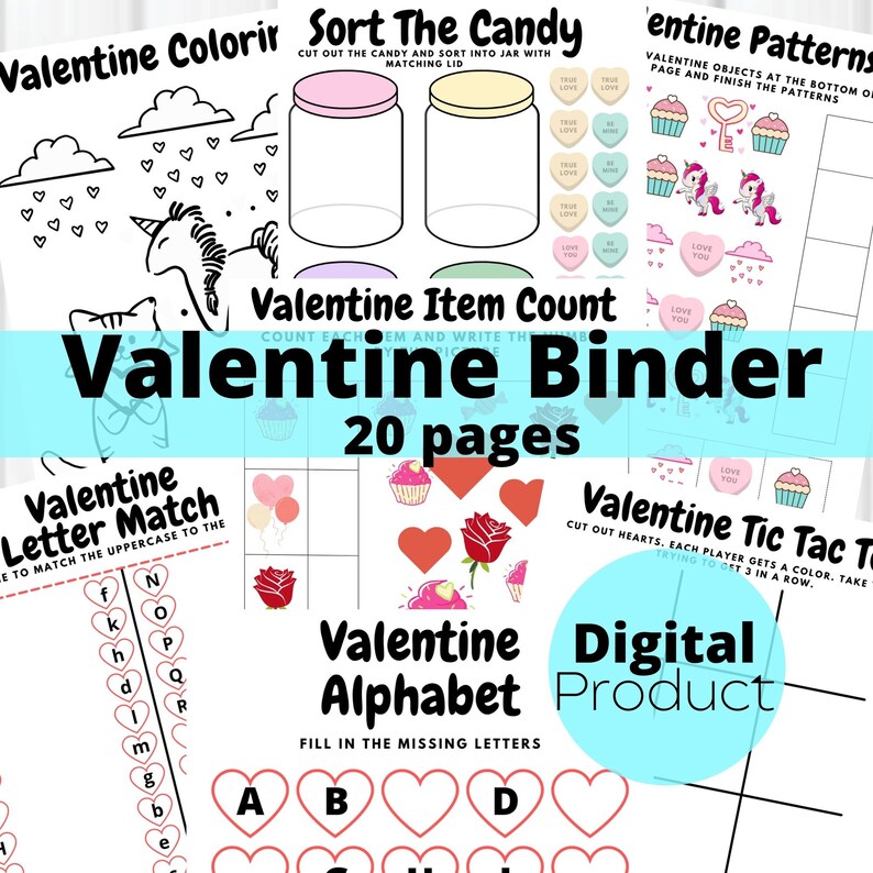 20 Page Valentine Printable Busy Book Preschool Learning - Etsy