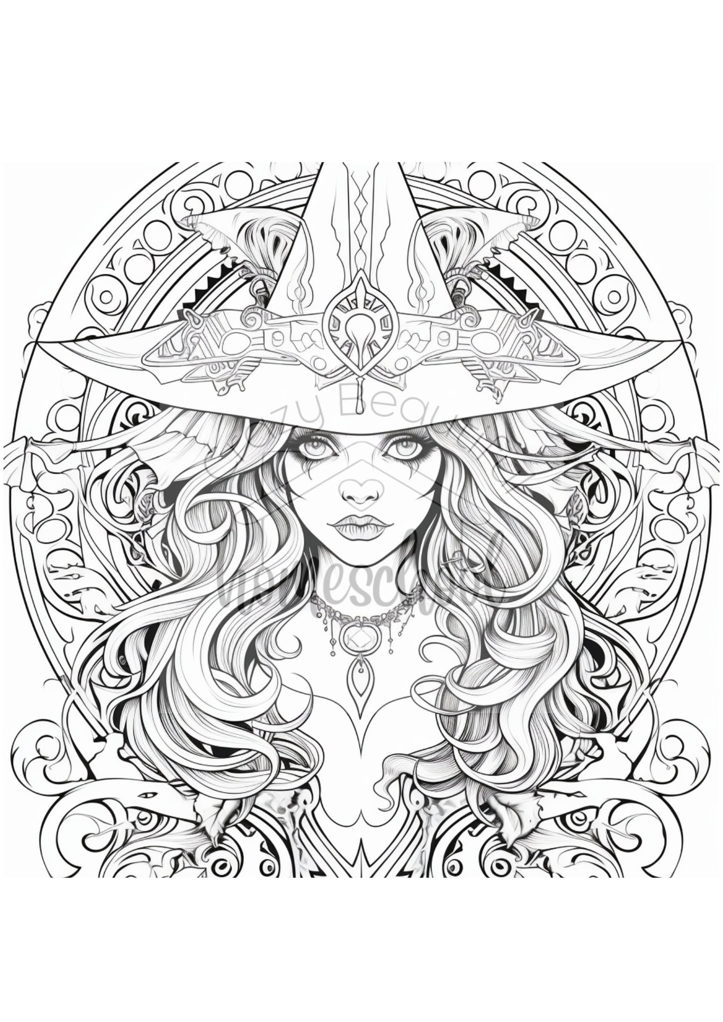 Witch Adult Coloring Pages - Adult Coloring - Halloween Adult Coloring ...