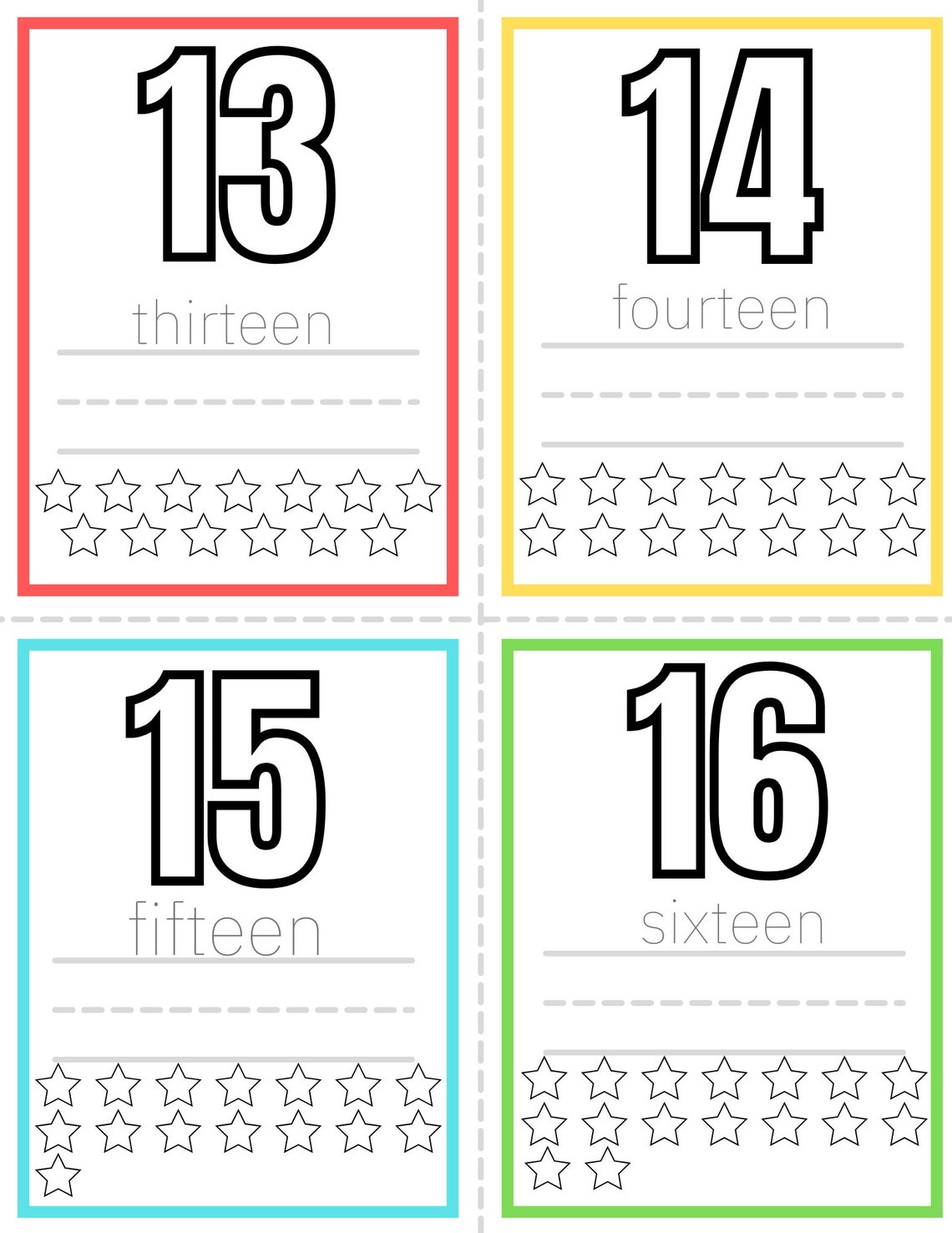 Number 1-20 Flash Cards. Printable Jumbo Counting Cards, Playdough ...
