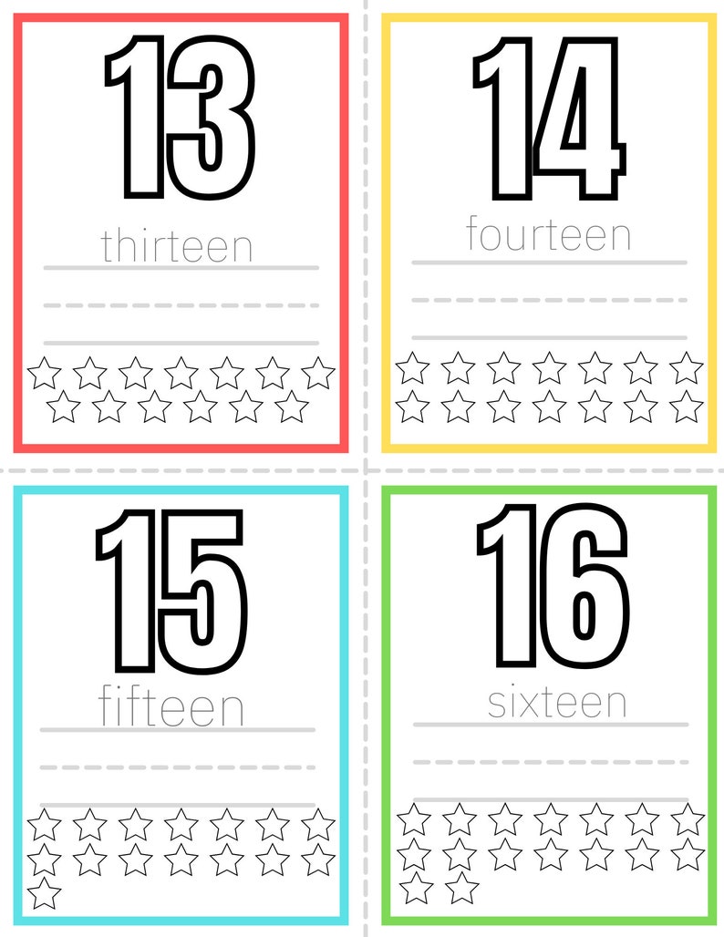 Number 1-20 Flash Cards. Printable Jumbo Counting Cards, Playdough ...