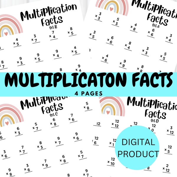 Multiplication Facts Worksheets - Etsy