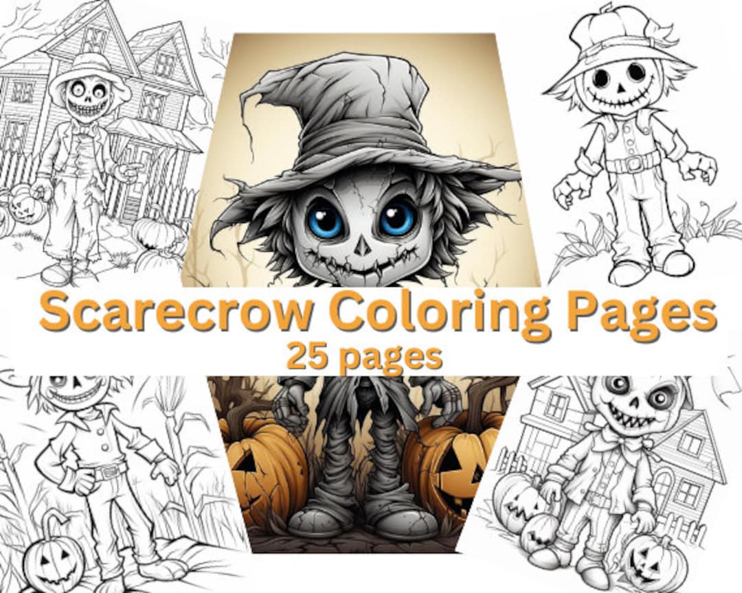 Scarecrow Coloring Page Boy Coloring Book Halloween Print - Etsy
