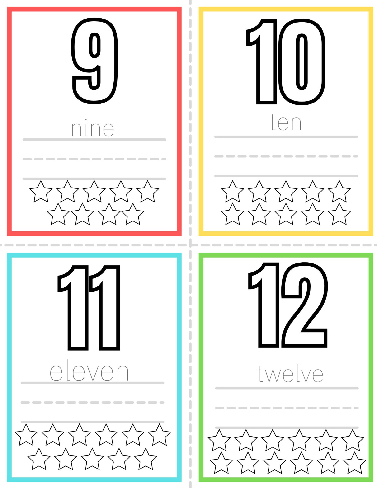 Number 1-20 Flash Cards. Printable Jumbo Counting Cards - Etsy