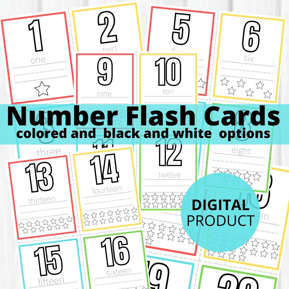 Number 1-20 Flash Cards. Printable Jumbo Counting Cards, Playdough ...