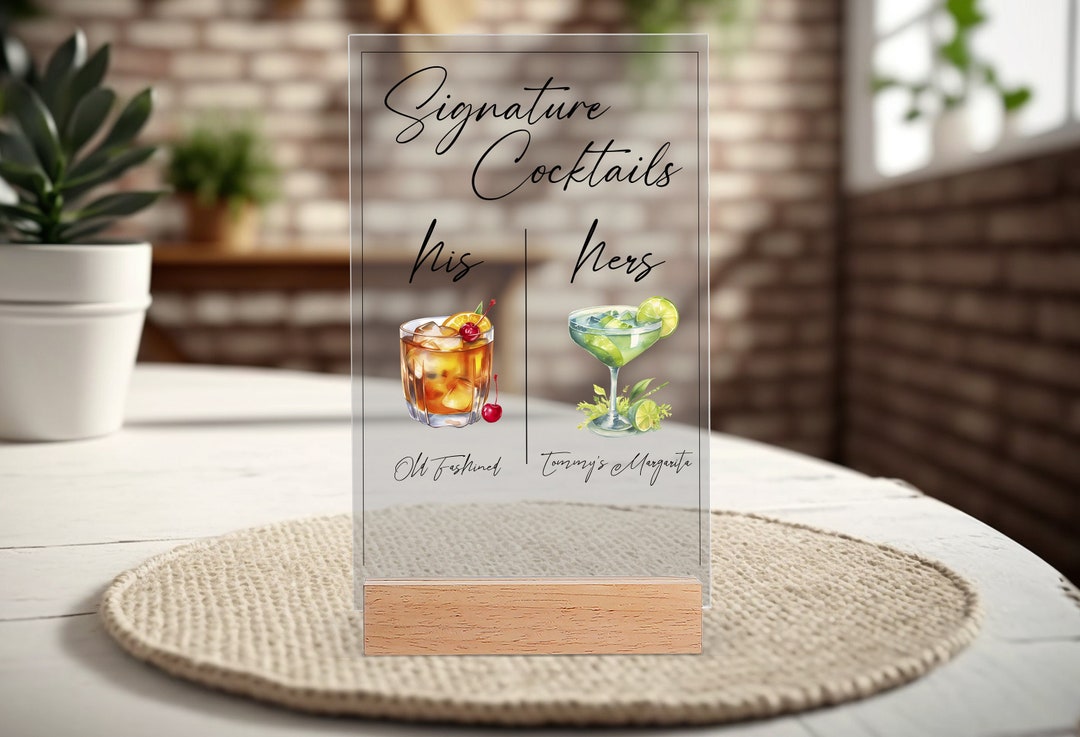 Personalized Cocktail Decoration, Custom Signature Drink Sign, Acrylic ...