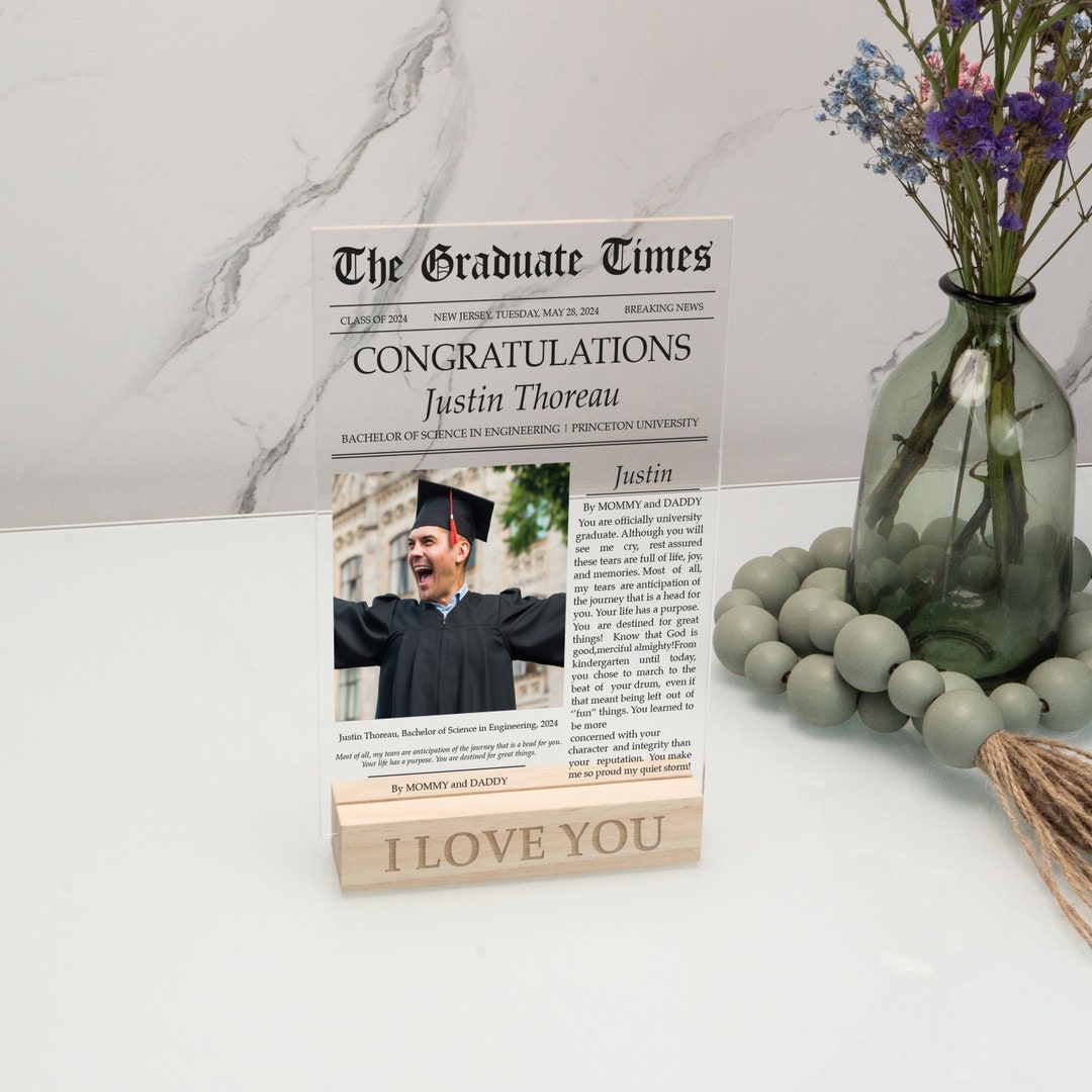 Custom Graduation Newspaper Stand, Custom Graduation Photo Gift, Class ...