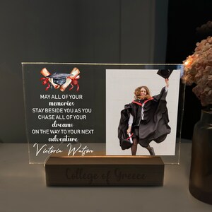 Graduation Photo Plaque Lamp, Custom Photo Sign Holder, Personalized ...