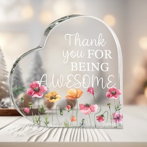 Personalized Acrylic Heart Shape Stand, Custom Flower Message Sign ...