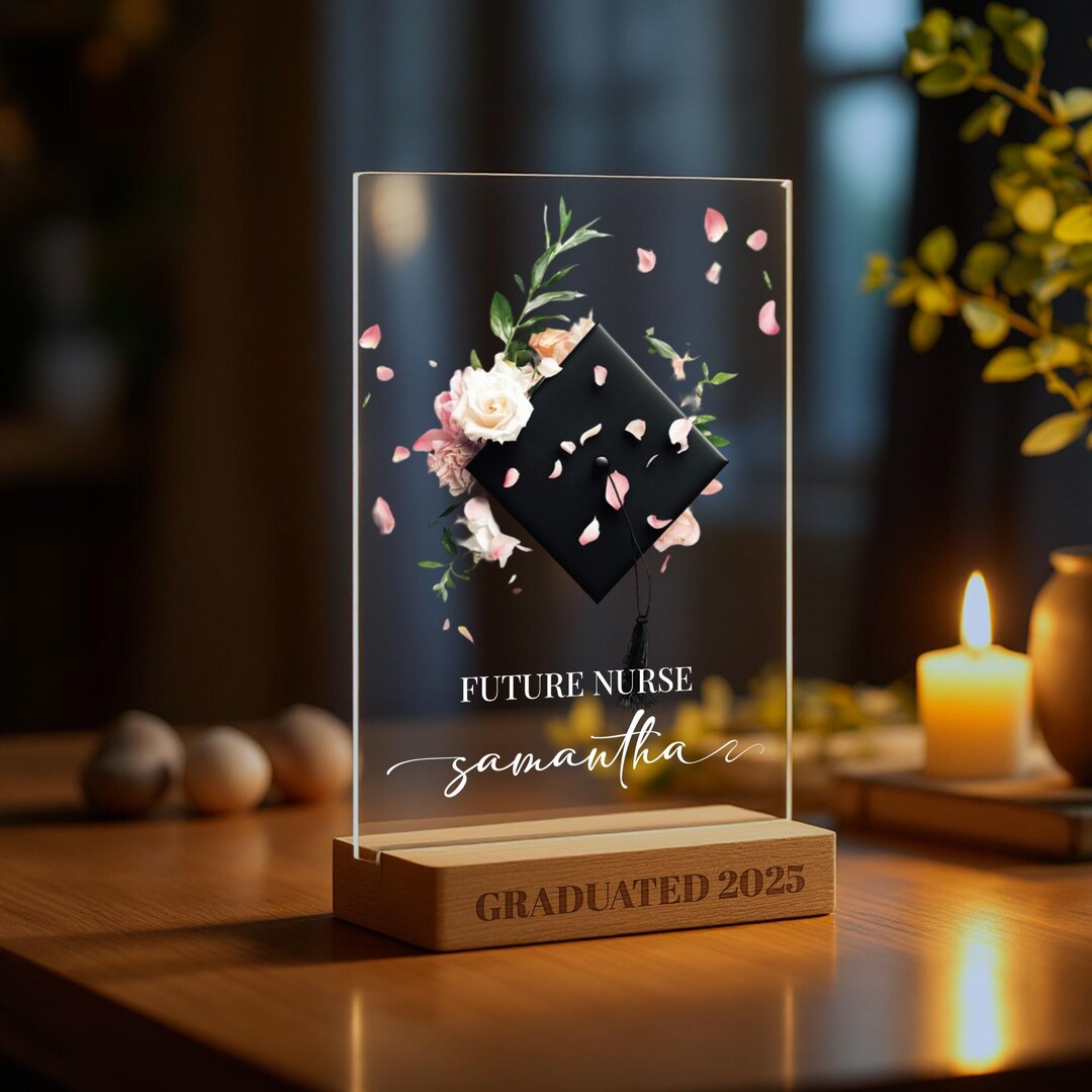 Personalized Graduation Acrylic Plaque With Wooden Base, Custom Grad ...