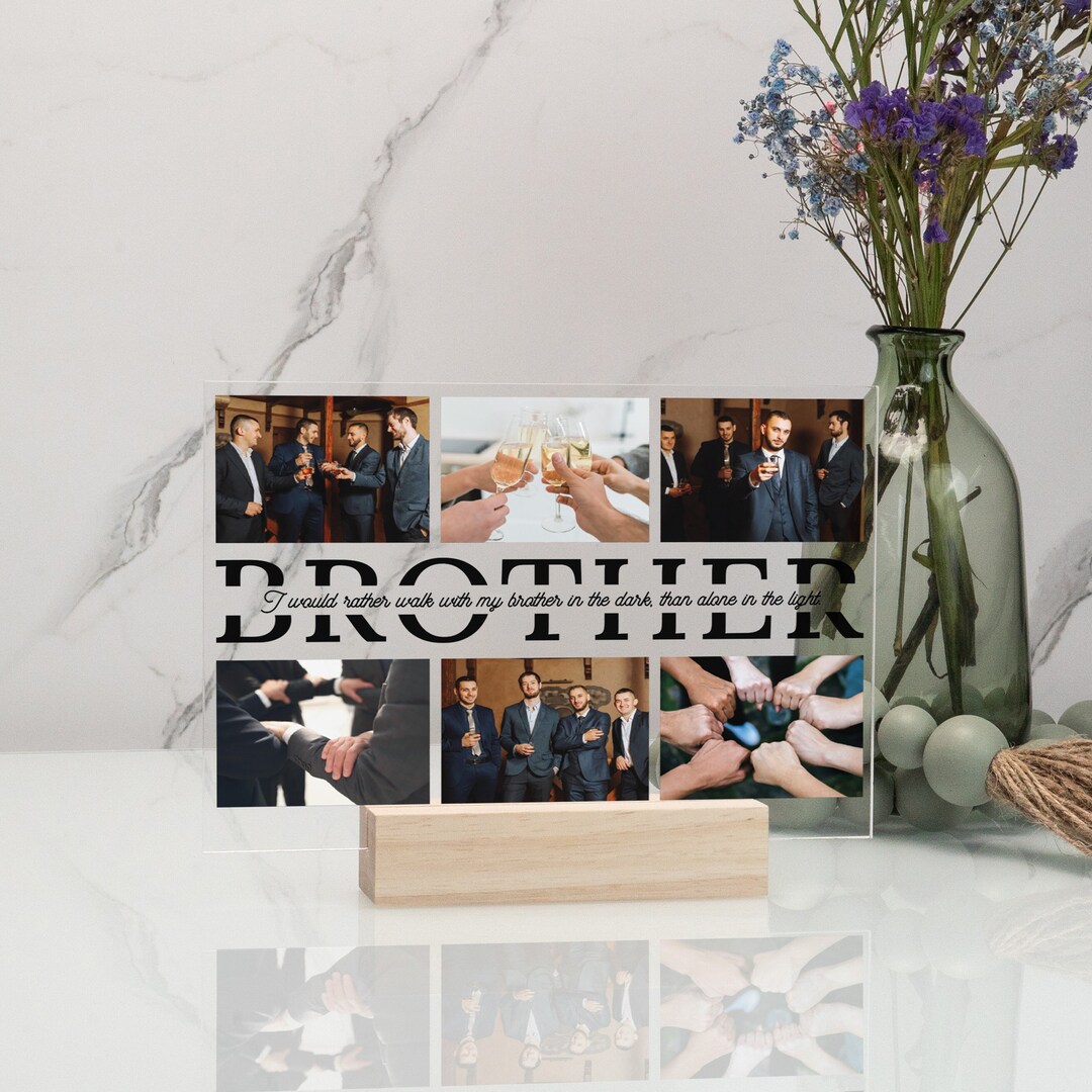 Brothers Photo Plaque, Unique Picture Stand, Custom Photo Collage ...