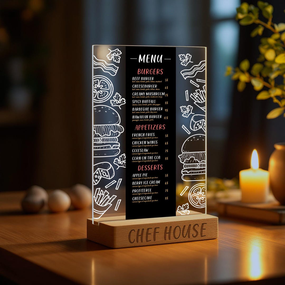 Personalized Restaurant Food Menu Sign, Pastry Shop Menu, Acrylic Food ...