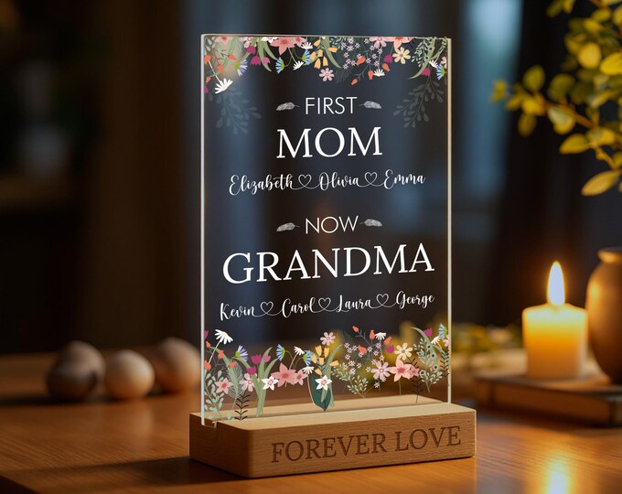 Acrylic Mom and Grandma Display, Personalized Kids and Grandkids Name ...