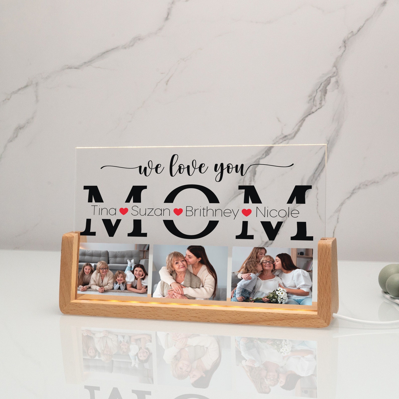 Personalized Mom Light Frame, Custom Acrylic Led Light for Mom, Mothers ...