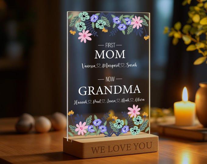 Acrylic Mom and Grandma Display, Personalized Kids and Grandkids Name ...