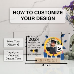 Personalized Graduation Plaque, Custom LED Stand, Acrylic Grad Sign ...