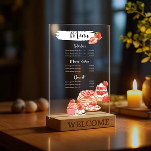 Personalized Restaurant Food Menu Sign, Pastry Shop Menu, Acrylic Food ...