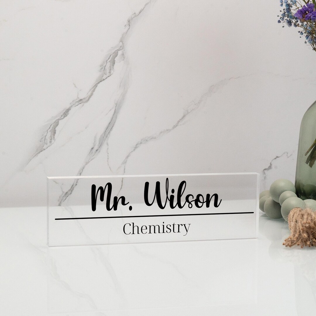 Custom Teacher Name and Department Sign, Title Acrylic Desk Plate ...