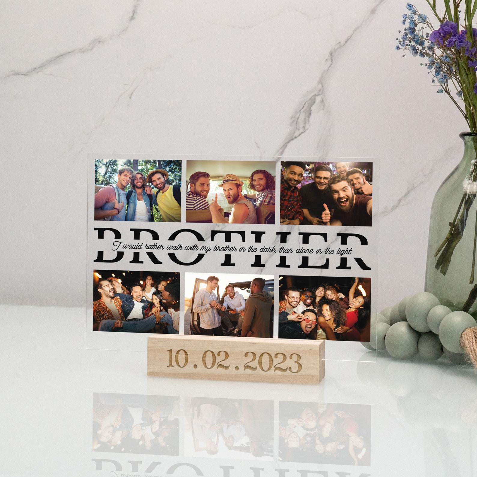 Brothers Photo Plaque, Unique Picture Stand, Custom Photo Collage ...